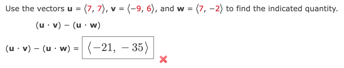 Solved Use the vectors u= 7,7 ,v= −9,6 , and w= 7,−2 to | Chegg.com
