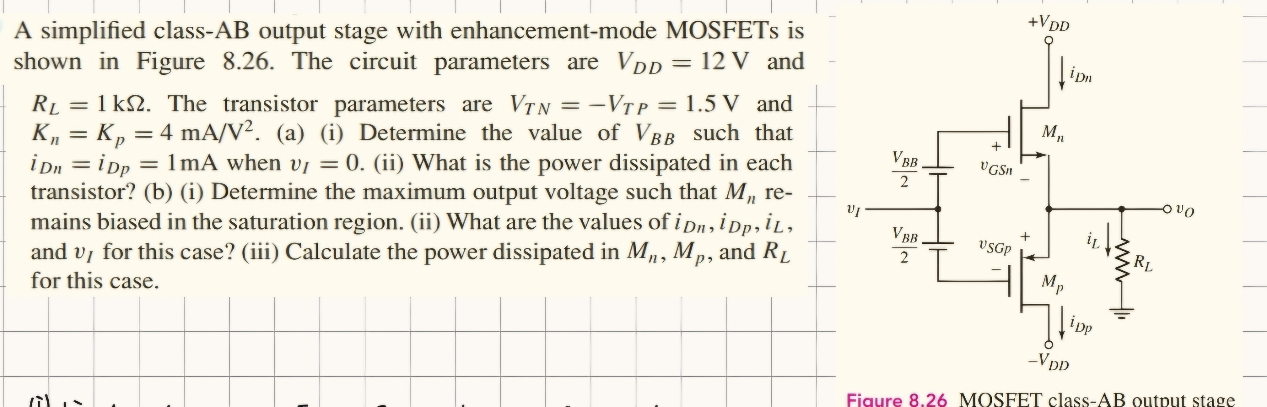 Solved A simplified class-AB ﻿output stage with | Chegg.com
