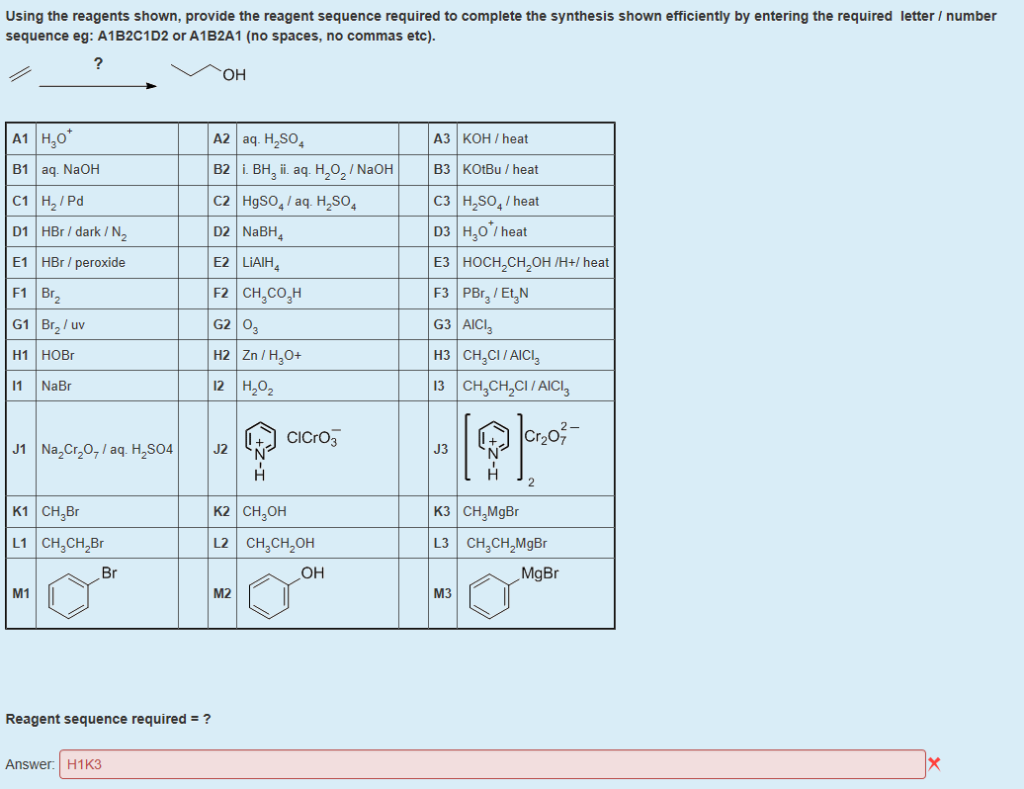 Solved Using the reagents shown, provide the reagent | Chegg.com
