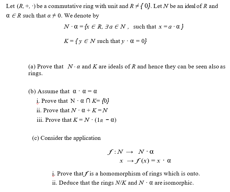Solved Let (R, +, -) be a commutative ring with unit and | Chegg.com