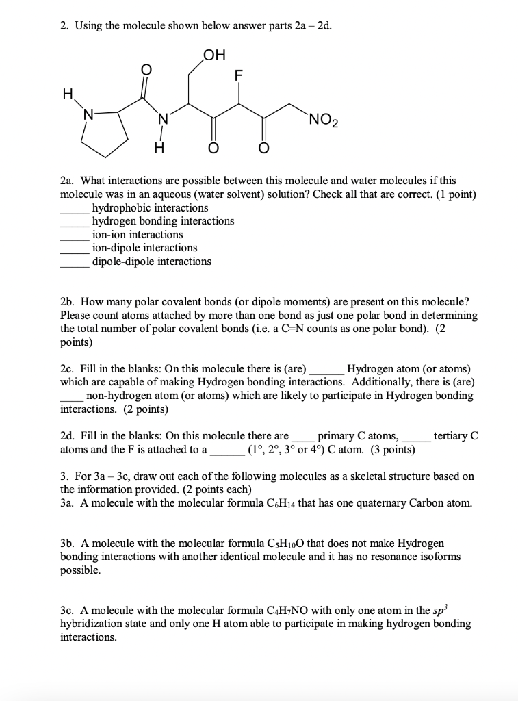 Solved 1. For each molecule in questions 1a \& 1 b do the | Chegg.com