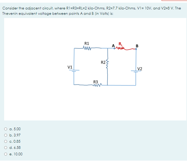 Solved Consider the adjacent circuit, where R1=R3=RL=2 | Chegg.com