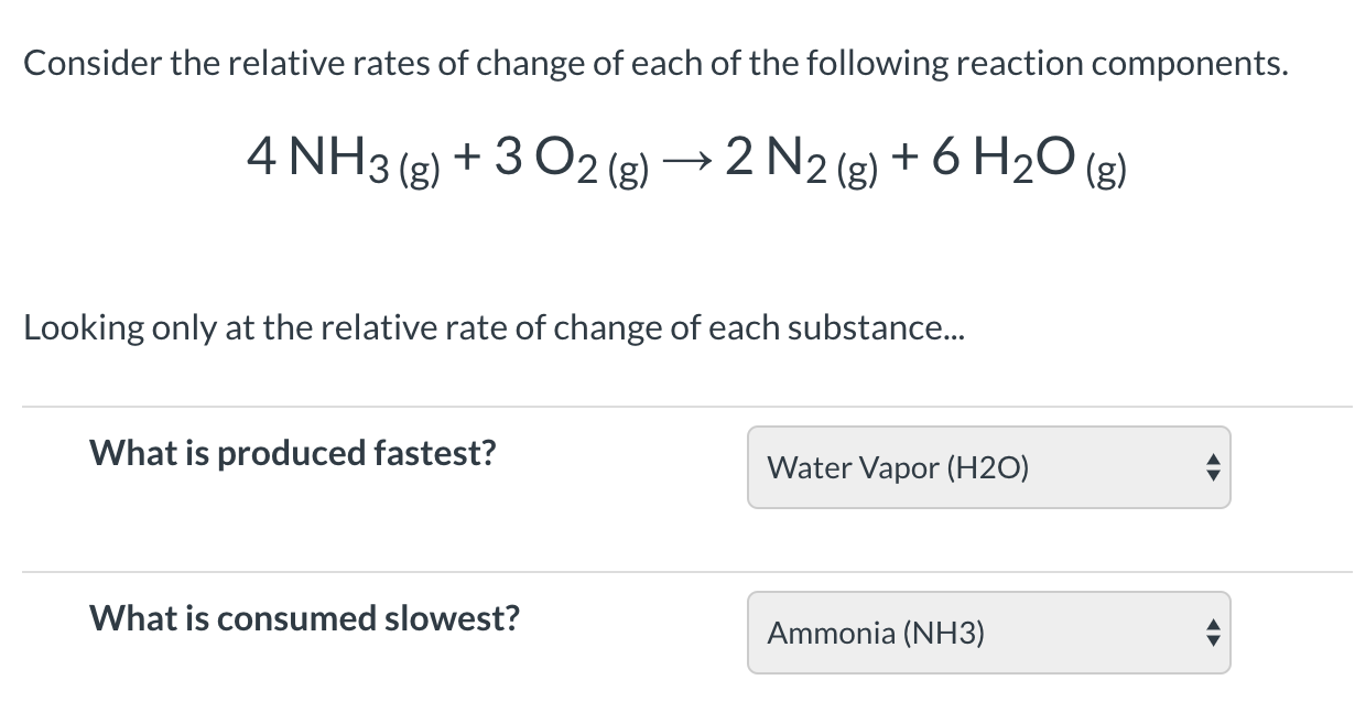 Solved Consider the relative rates of change of each of the | Chegg.com