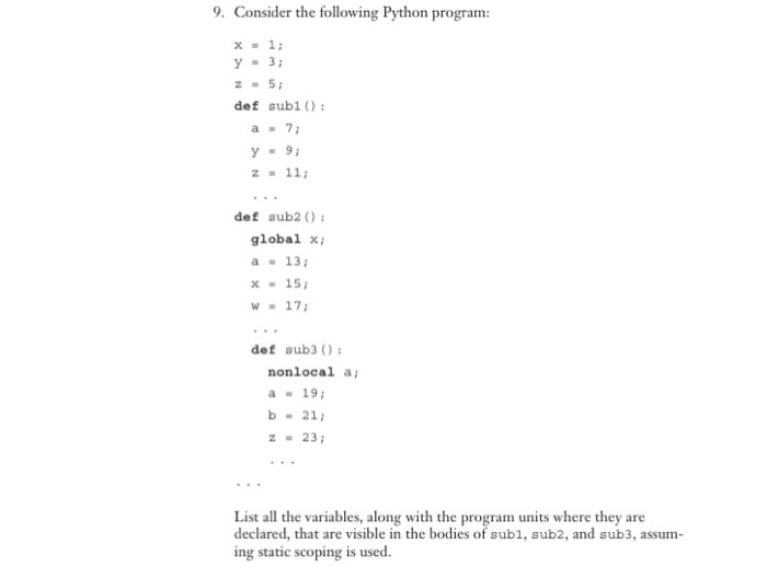 Solved 9 Consider The Following Python Program X1 Y 3 Def 1032