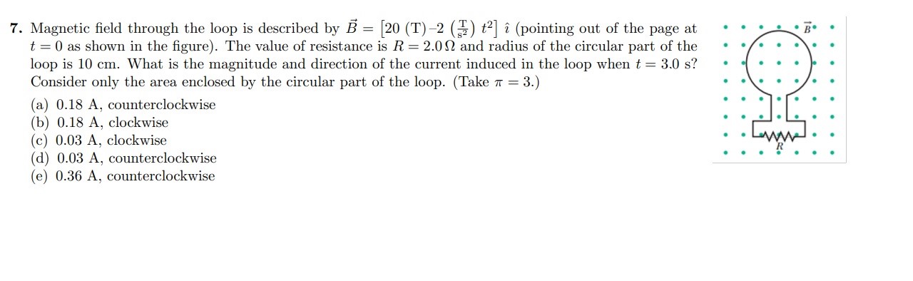 Solved 7. Magnetic field through the loop is described by | Chegg.com