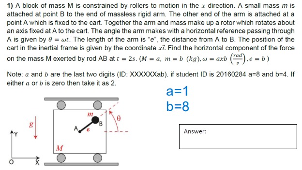 Solved /A block of mass M is constrained by rollers to | Chegg.com