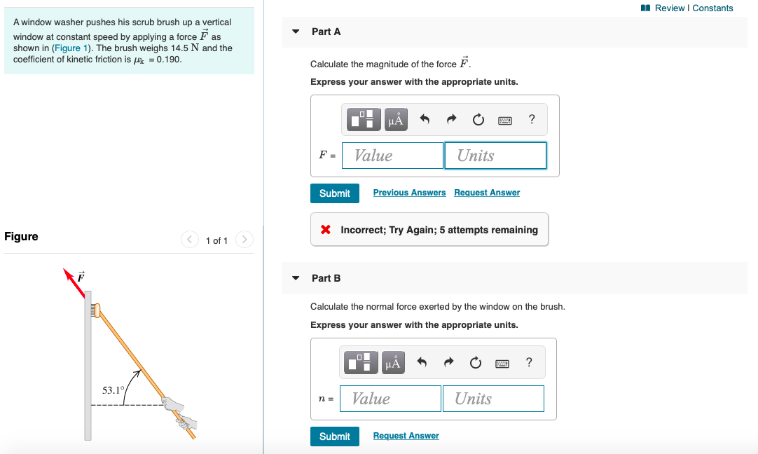 Solved Review Constants Part A A window washer pushes his | Chegg.com
