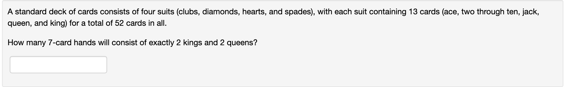 Solved A standard deck of cards consists of four suits | Chegg.com