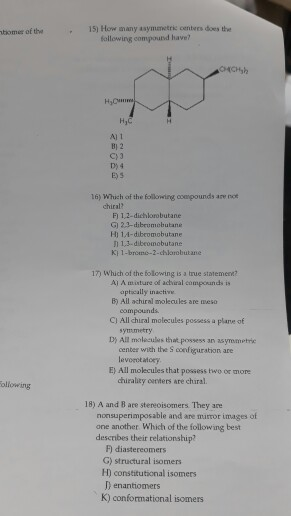 Solved Hy group 11) Which of the following compounds has an | Chegg.com