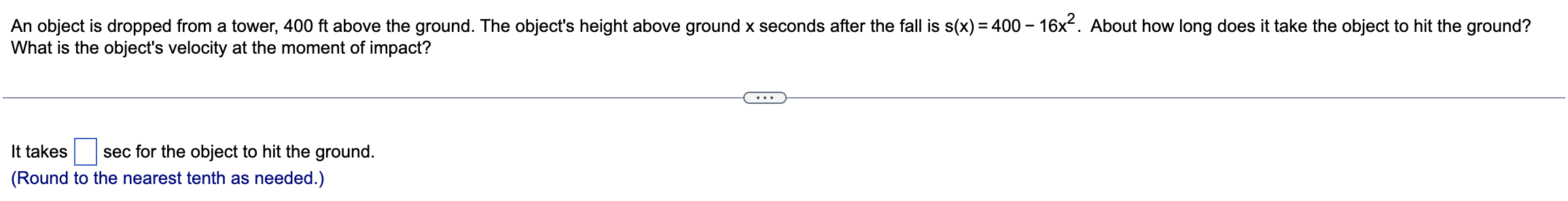 Solved An Object Is Dropped From A Tower 400ft Above The