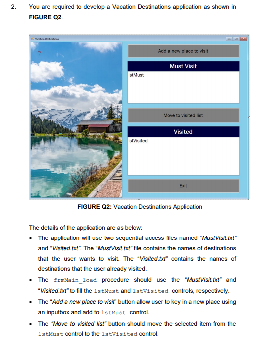 Solved 2. You are required to develop a Vacation | Chegg.com