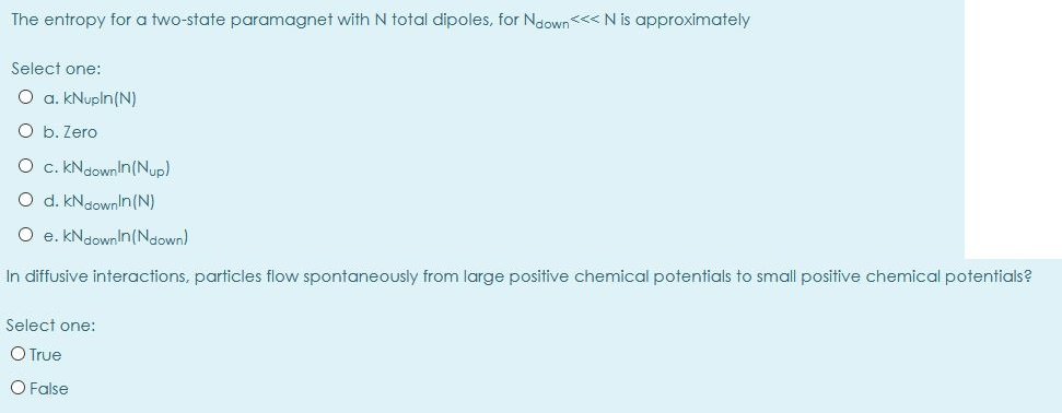 Solved The entropy for a two-state paramagnet with N total | Chegg.com