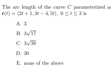 Solved The arc length of the curve C parameterized as r(t) = | Chegg.com