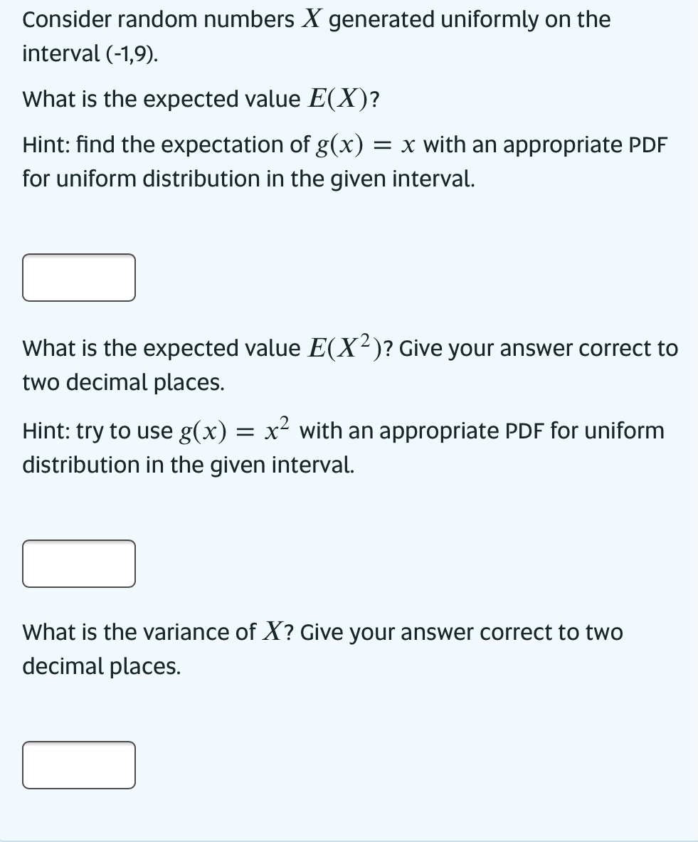 Solved Consider random numbers X generated uniformly on the | Chegg.com