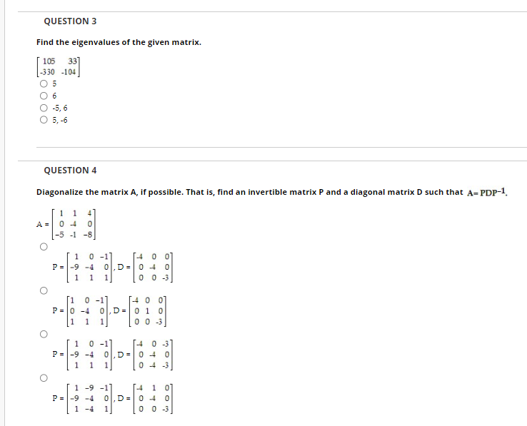 Solved QUESTION 3 Find the eigenvalues of the given matrix. | Chegg.com