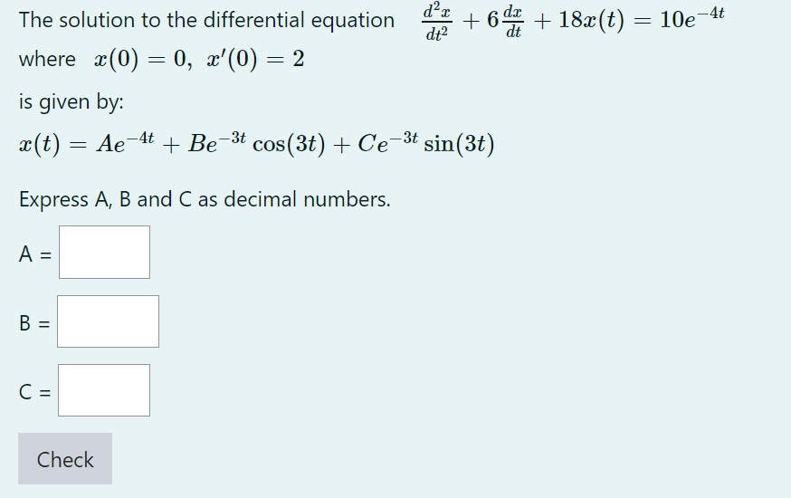 Solved The solution to the differential equation | Chegg.com