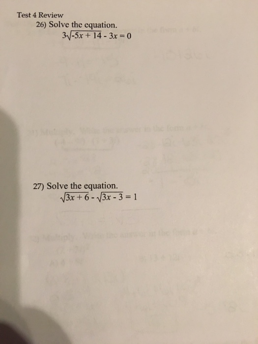 Solved Solve The Equation 3 Squareroot 5x 14 3x 0 