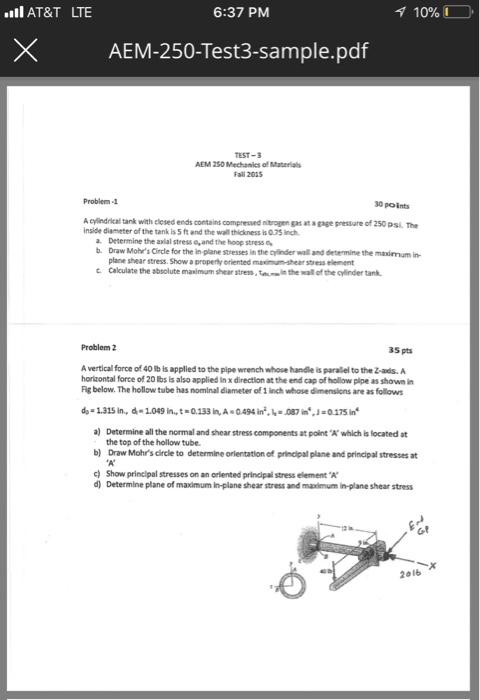 Solved IAT&T LTE 6:37 PM × AEM-250-Test3.sample.pdf TEST- | Chegg.com Solved IAT&T LTE 6:37 PM × AEM-250-Test3.sample.pdf TEST- | Chegg.com