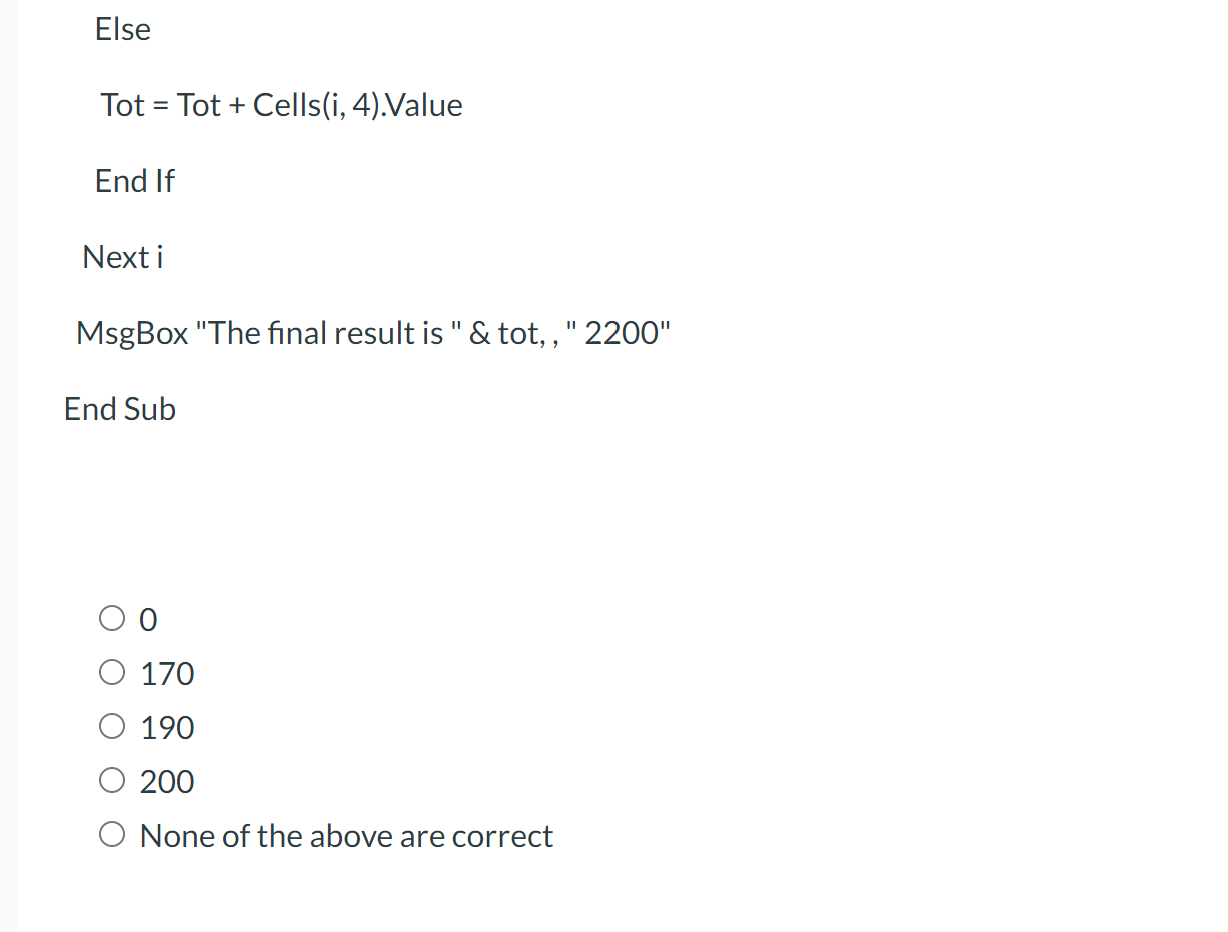 Solved The following Excel image has a VBA program (see | Chegg.com