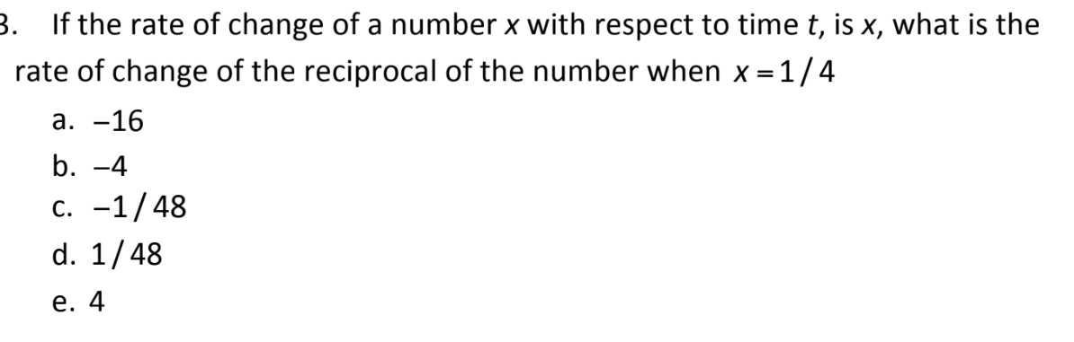 Solved If the rate of change of a number x with respect to | Chegg.com