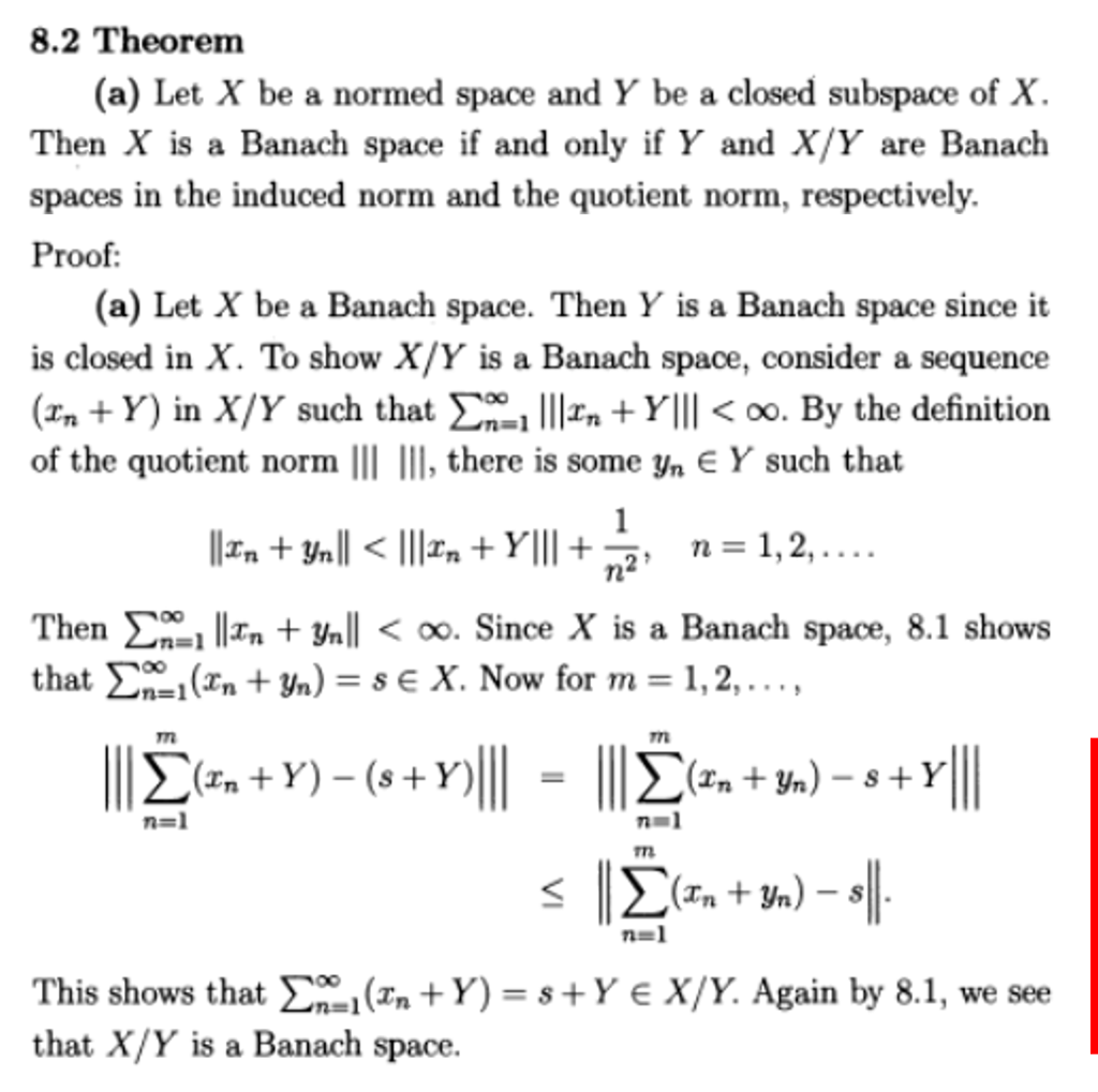 Solved 8.2 Theorem (a) Let X be a normed space and Y be a | Chegg.com