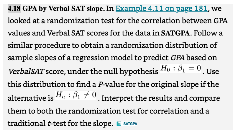 Solved 4.18 GPA by Verbal SAT slope. In Example 4.11 on page | Chegg.com