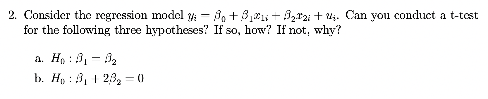2. Consider the regression model | Chegg.com