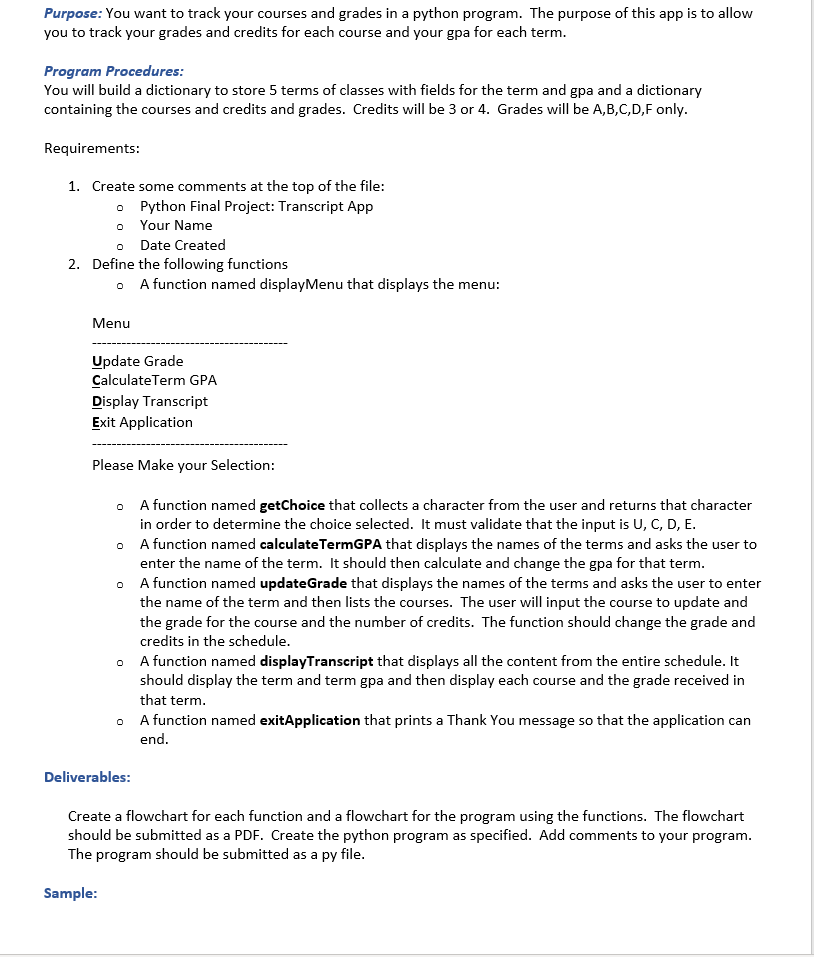 Solved Purpose: You want to track your courses and grades in | Chegg.com