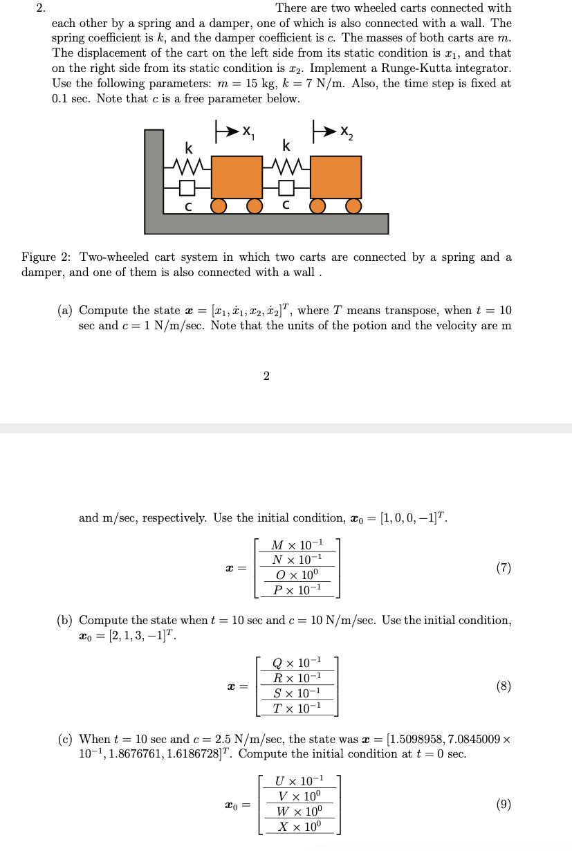Solved There are two wheeled carts connected with each other | Chegg.com