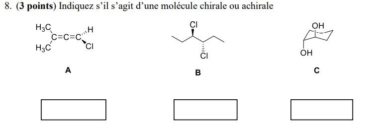 Solved 8. (3 points) Indicate if it is a chiral or | Chegg.com