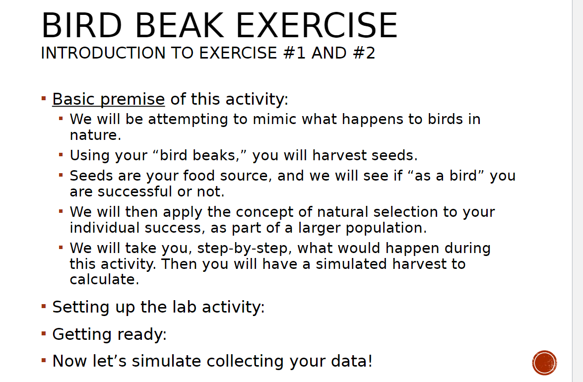 NATURAL SELECTION - Bird Beaks vs Seed Type Data | Chegg.com