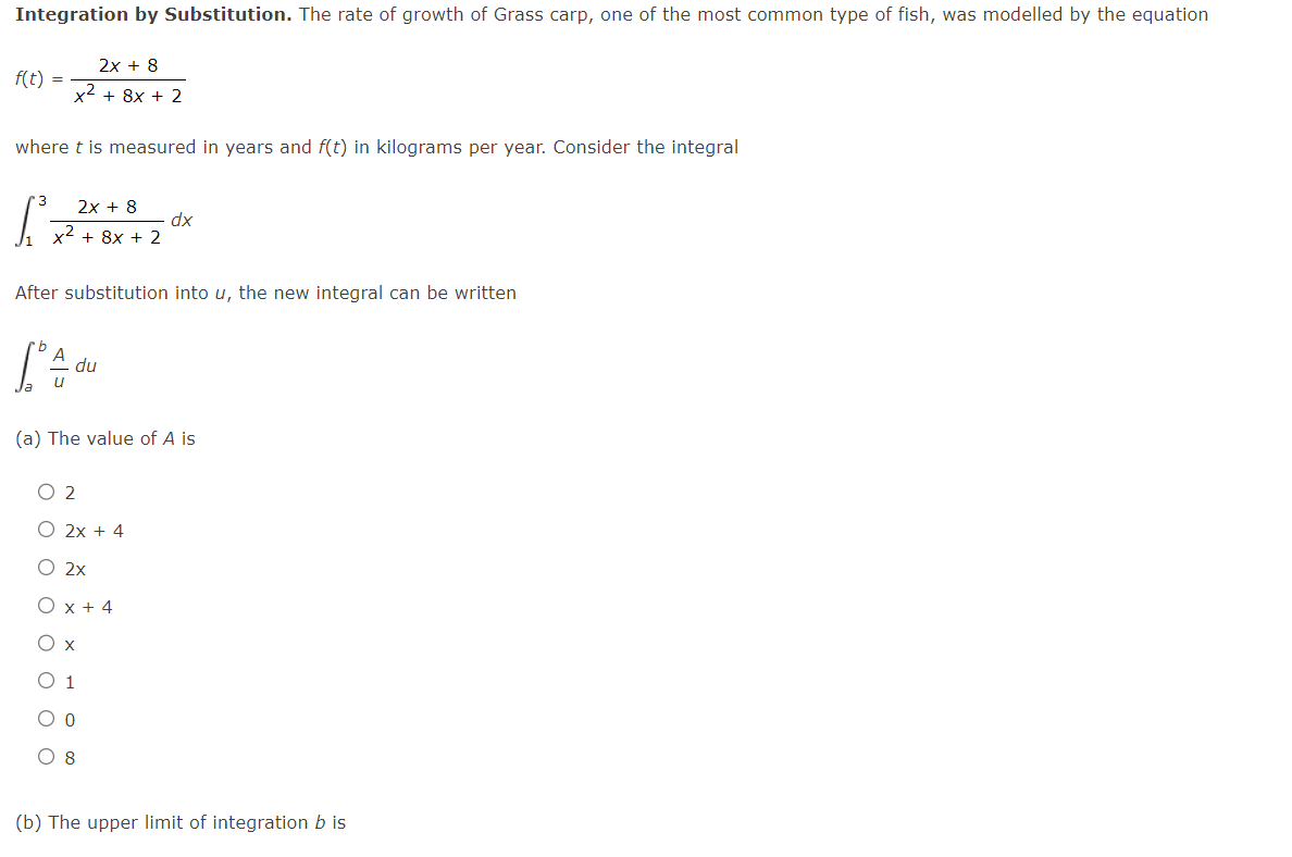 Solved Integration by Substitution. The rate of growth of | Chegg.com