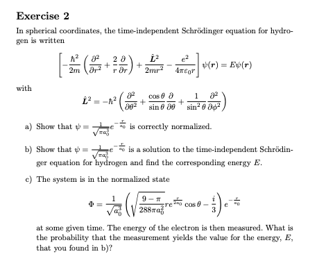 Solved Exercise 2 In spherical coordinates, the | Chegg.com