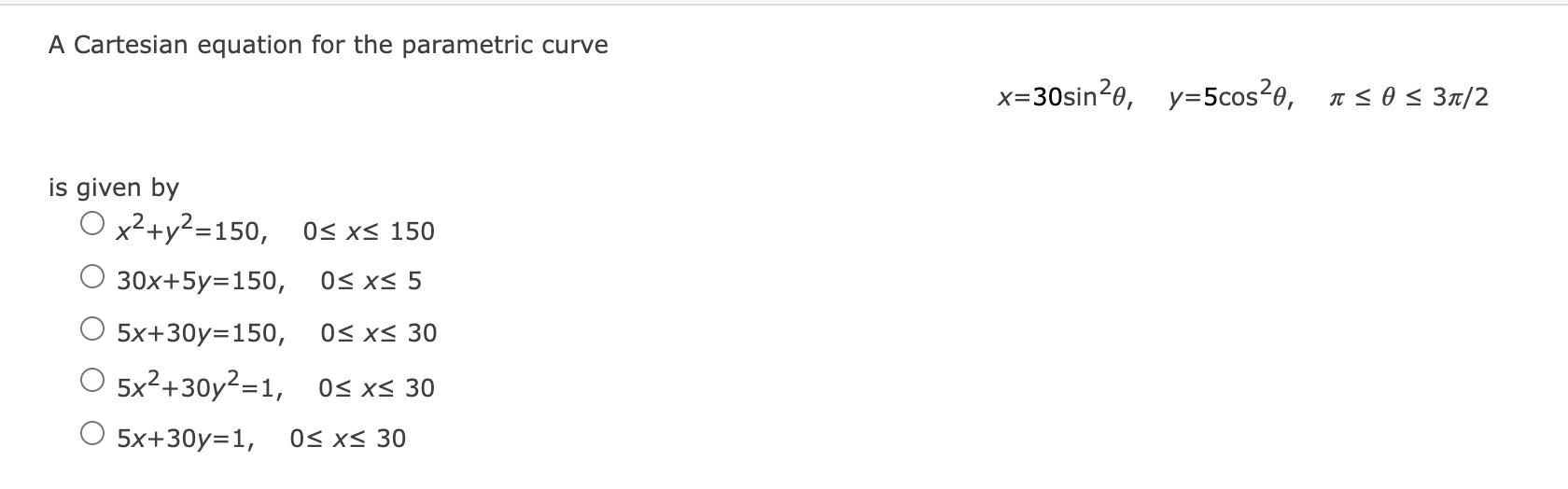 Solved A Cartesian equation for the parametric curve | Chegg.com