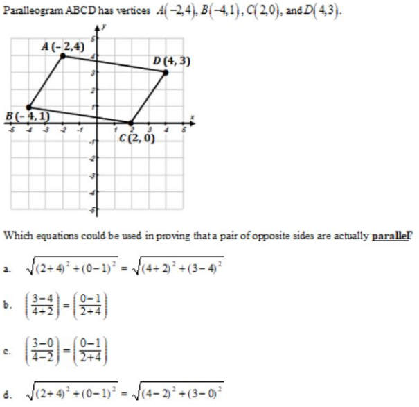 Solved Parallelogram ABCD has vertices 4-24), B(-4,1), | Chegg.com