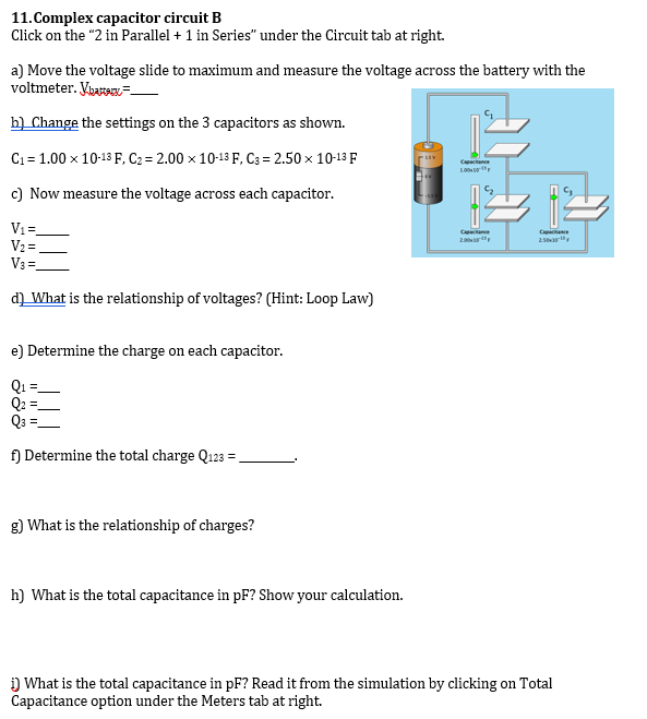 Solved 11. Complex capacitor circuit B Click on the "2 in | Chegg.com
