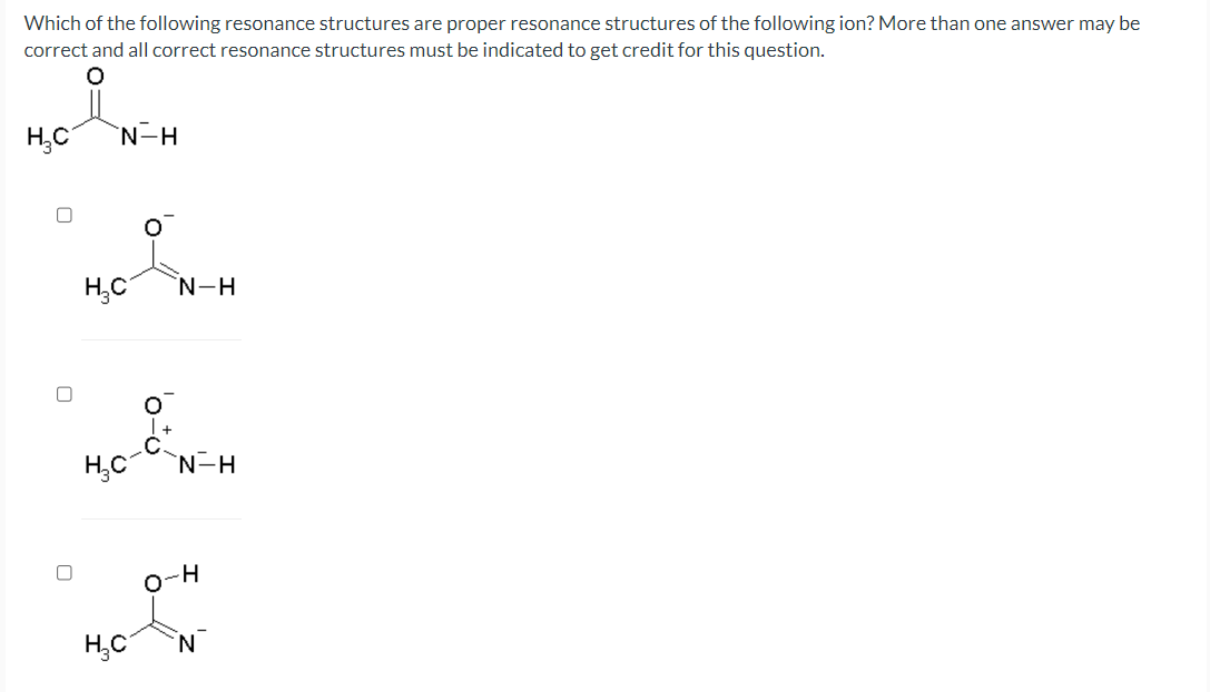 Solved Which of the following resonance structures are | Chegg.com