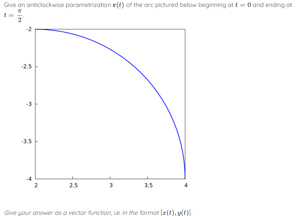 Solved Give an anticlockwise parametrization r(t) of the arc | Chegg.com