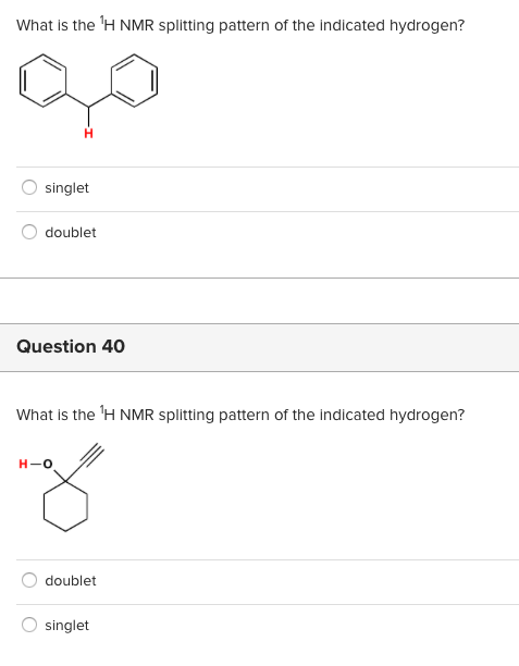Solved What is the 1H NMR splitting pattern of the indicated | Chegg.com