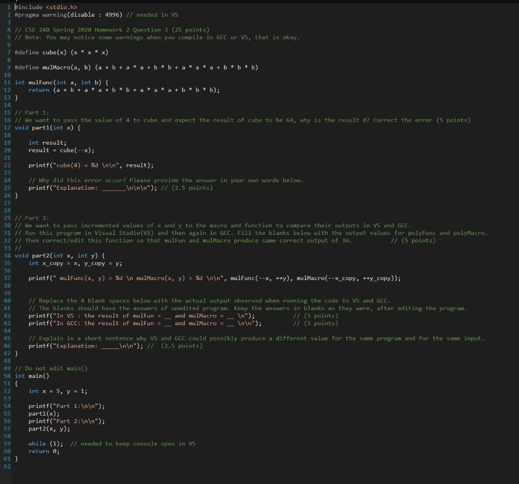 Solved 1 #include 2 #pragma warning (disable : 4996) // | Chegg.com