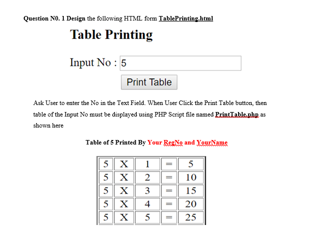 Solved Question NO. 1 Design the following HTML form | Chegg.com