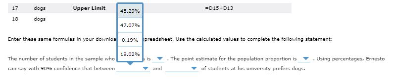 Solved 8. Using Excel - Constructing an interval estimate | Chegg.com