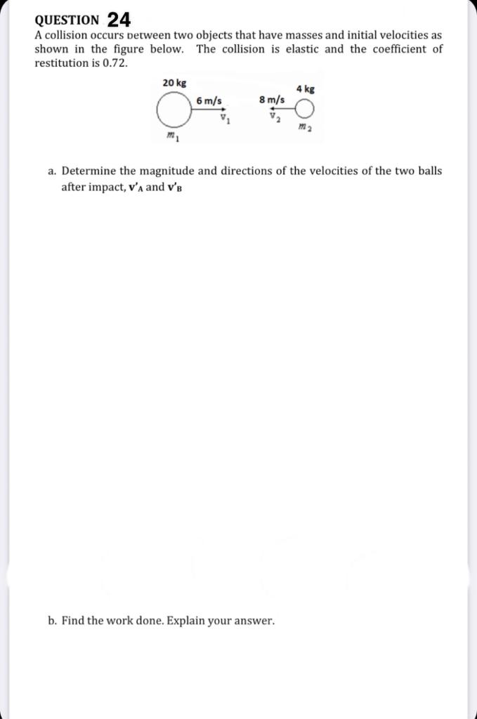 Solved A collision occurs between two objects that have | Chegg.com
