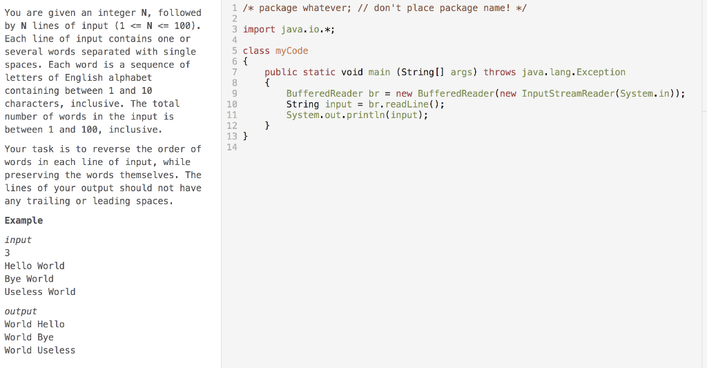 Solved 1 /* package whatever; // don't place package name! | Chegg.com