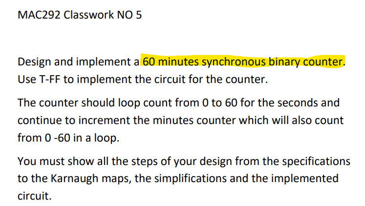 MAC292 Classwork NO 5 Design and implement a 60 | Chegg.com