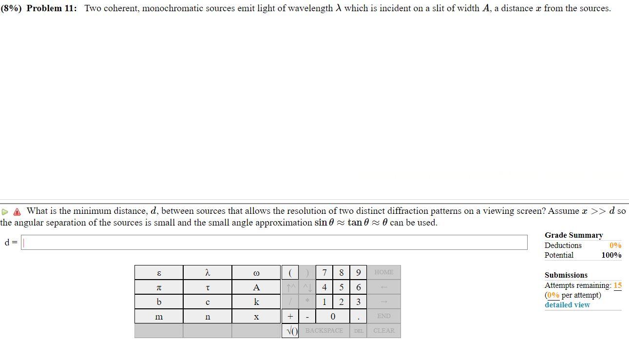 Solved 8 Problem 11 Two Coherent Monochromatic Sources