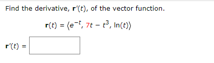 Solved Find the derivative, r′(t), of the vector function. | Chegg.com