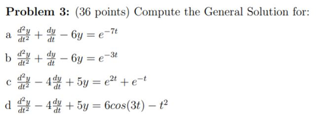 Solved hip + Problem 3: (36 points) Compute the General | Chegg.com
