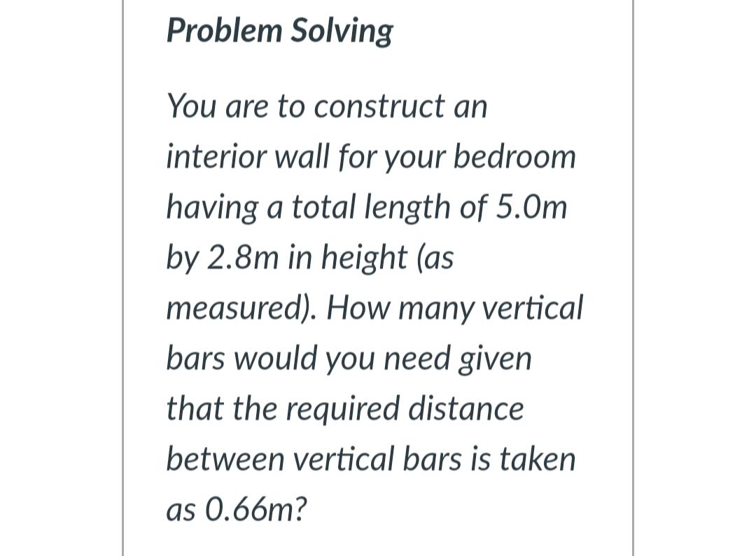 Solved Problem Solving You are to construct an interior wall | Chegg.com