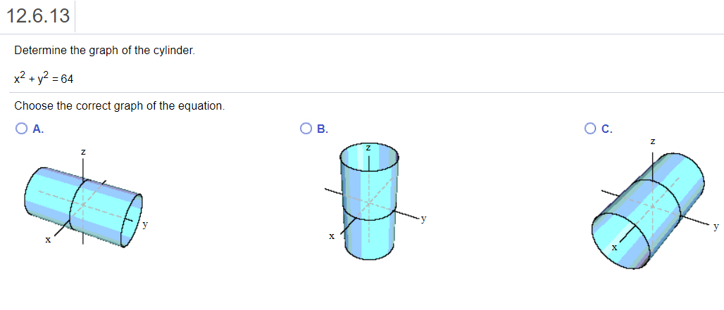 Solved 12.6.13 Determine the graph of the cylinder x2 + y2 = | Chegg.com